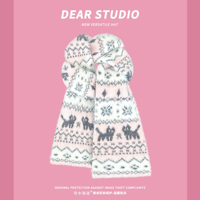 秋冬猫咪提花费尔岛男女氛围感