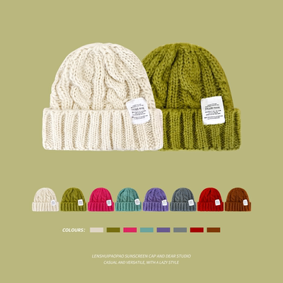 毛线帽逛街韩版百搭男女秋冬布标