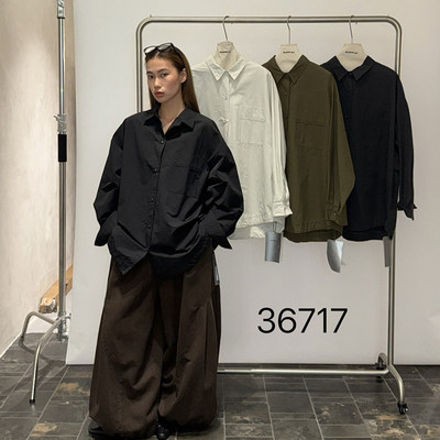 becabeau奢佑36717翻领衬衫外套女宽松百搭中长款纽扣夹克2026秋