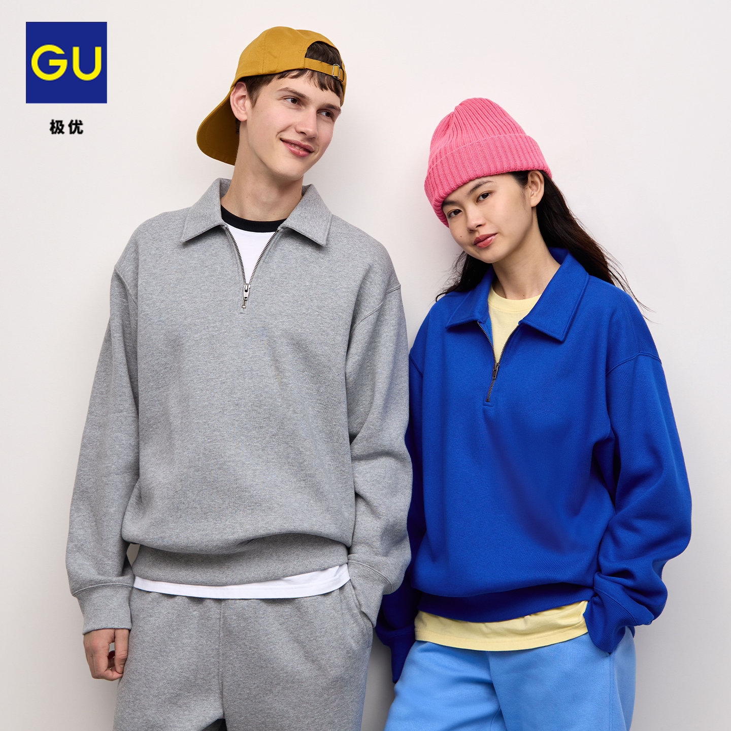 GU极优 男装加厚半拉链套头卫衣休闲日常2026年秋季新品 360442