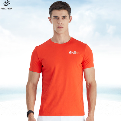 TECTOP探拓户外夏季登山徒步印花圆领短袖棉t恤男士运动休闲衣服