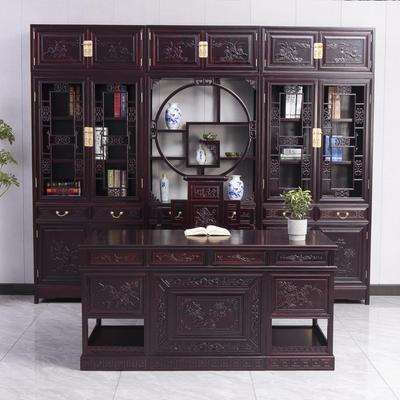 新中式实木办公桌老板大班台金花梨书桌红木古写字台主管桌