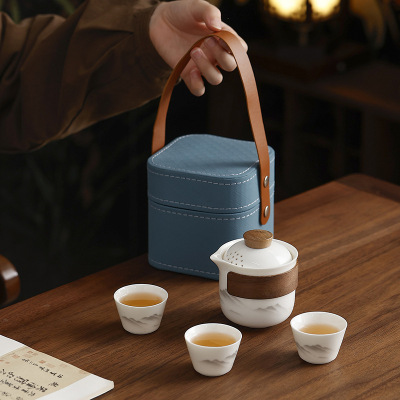 陶里陶气羊脂玉便携旅行茶具套装