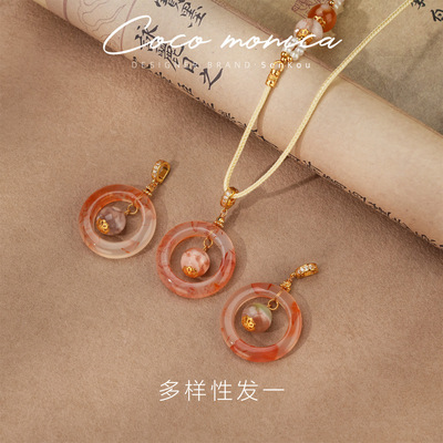 【小霞珠宝】樱花玛瑙平安扣项链