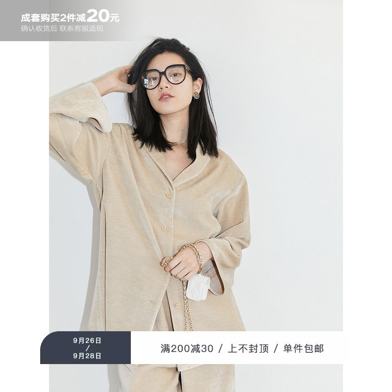 Amyy Studios HOME系列可外穿JIN口双面丝绒质感居家服套装_虎窝淘