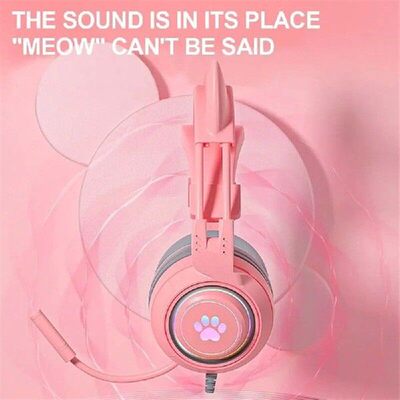 Universal Helmet LED Light Cat Ear Headphone Gaming Headset