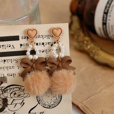 复古可爱女美拉德色系耳饰