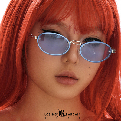 【Losing Bargain】金属小众无边框椭圆百搭显脸小遮阳镜墨镜男女