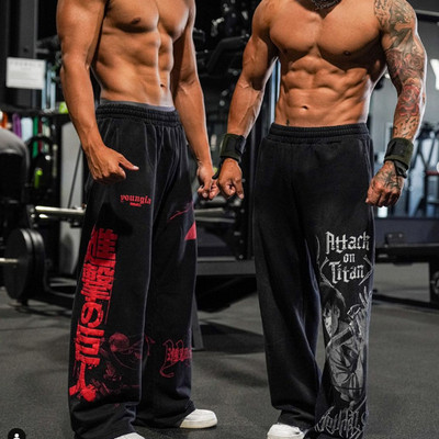 肌肉健身长裤宽松休闲直筒大码