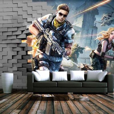 穿越火线CF游戏海报破墙壁画网吧网咖CS宿舍寝室书房装饰画墙贴纸