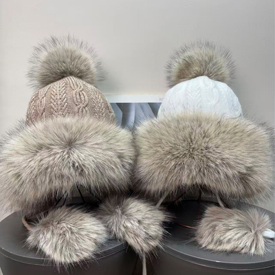 大头围复古毛绒针织毛球护耳帽女秋冬保暖防寒显脸小雪乡毛线帽子