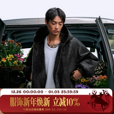 WHOOSIS（不知其名）座山雕双面连帽外套夹克秋冬保暖酷飒美式男