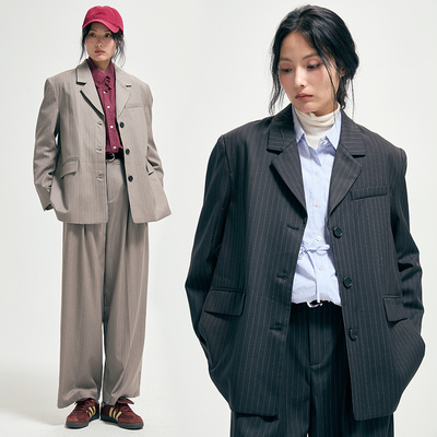 精纺羊毛色织条纹西装