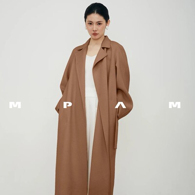 【女生衣橱】MPAM秋冬新款翻领双面羊毛呢大衣中长款958