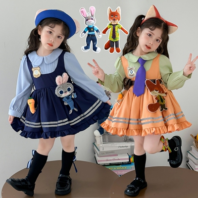 疯狂动物城2朱迪兔尼克狐cos姐妹装女童春秋款卡通连衣裙zootopia