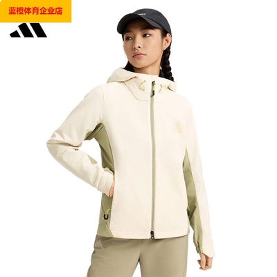 阿迪达斯女装2026春季新款拒水防风保暖户外连帽夹克外套KS3526
