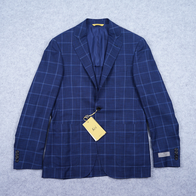亏清 意大利原产轻便垂顺羊毛桑蚕丝格纹西服 公价18800元