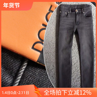 5折2025冬季厚款进口复古灰黑水洗高弹修身男休闲牛仔裤 25883