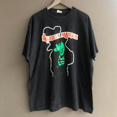 玛丽莲曼森周边美式T恤慵懒风