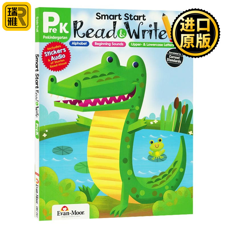 聪慧启蒙系列阅读与写作幼儿园小中班英文原版 Evan-Moor Smart Start Read and Write Grade PreK美国 ...