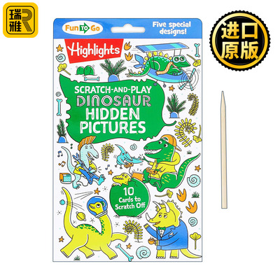 Scratch-and-Play Dinosaur Hidden Pictures (Highlights Fun to Go) 刮刮乐恐龙隐藏图片谜题 亮点儿童益智游戏活动书 词汇学习