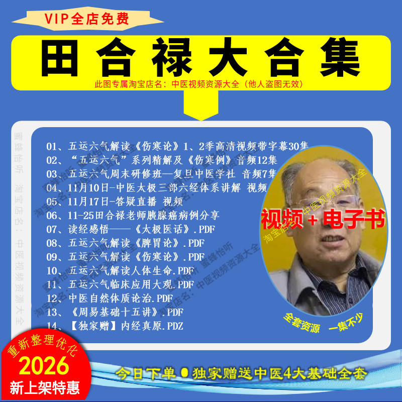 田合禄五运六气解读伤寒论等视频音频文大合集零基础中医自学教程