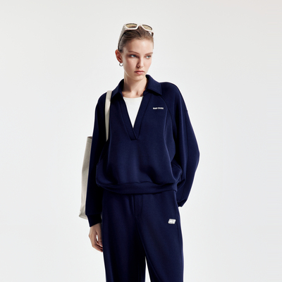 婉甸2026春季新品学院蓝假两件套头卫衣1251Y02SX2