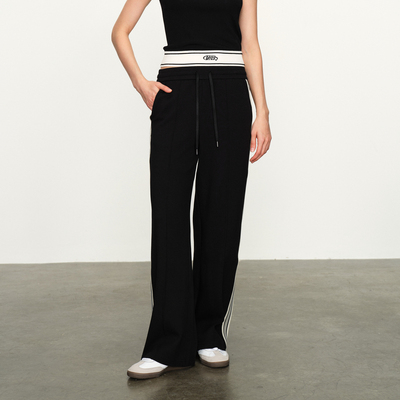 婉甸2025春季新品黑色阔腿长裤百搭风休闲裤1241P18SX3