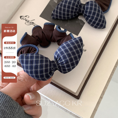 【新品限时2件88折】2.12 20点格子猫耳朵发圈头绳