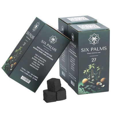 水烟椰壳碳 SIX PALMS 印尼进口27mm 超大块纯椰壳碳 方块炭