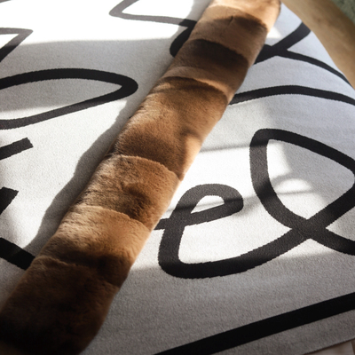 Earthtone“龙猫紫貂色”整皮无缝!100%獭兔毛真皮草围巾围脖加厚