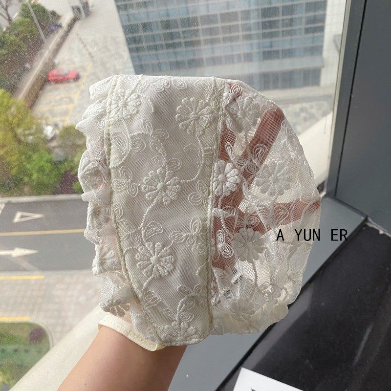 婴儿帽子夏季薄蕾丝公主宫廷帽透气防晒女宝宝可爱超萌花边遮阳帽
