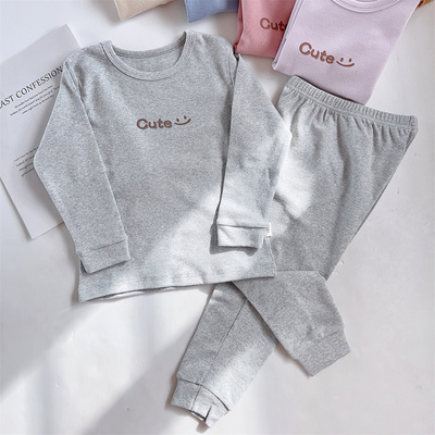 秋冬家居服睡衣打底秋衣秋裤儿童男女童套头保暖套装羊毛拉架柔软