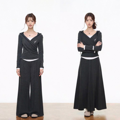 假两件卫衣针织衫女上衣套装