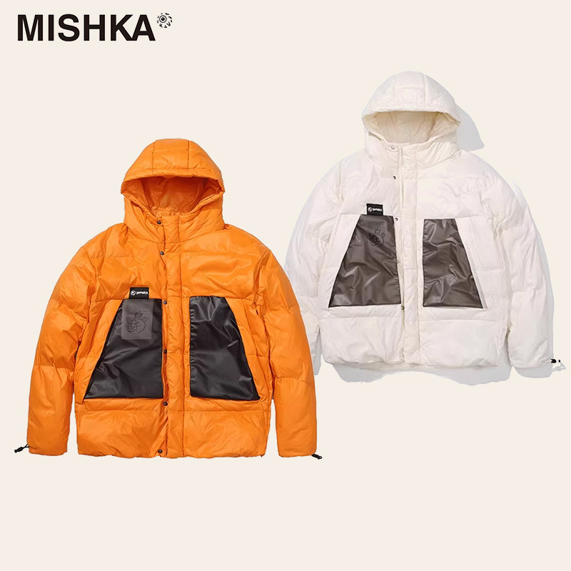 368元抄底MISHKA大眼球潮牌冬季女男同款短款工装羽绒服隐市机能