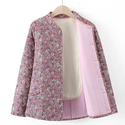 冬季中老年妈妈棉袄加厚棉服宽松加绒保暖碎花驼绒棉衣奶奶装外套