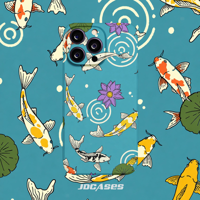 锦鲤艺术画 17promax手机壳小众菲林壳防摔苹果16全包软壳安卓