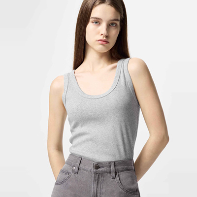 男女装柔软混纺罗纹圆领背心内搭打底25夏新款速干午休上衣474473