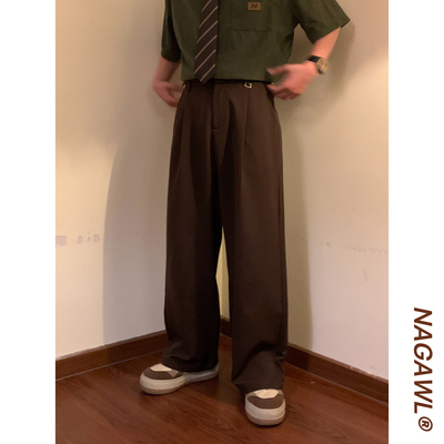 NAGAWL夏季美式复古西裤休闲百搭直简阔腿日系宽松简约长裤男女潮