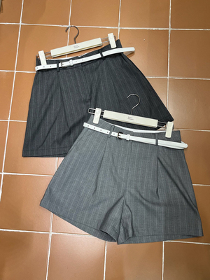 竖条纹西装短裤百搭显瘦休闲裤