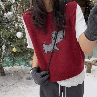 BEYOURSLEF圆领卡通图案针织衫