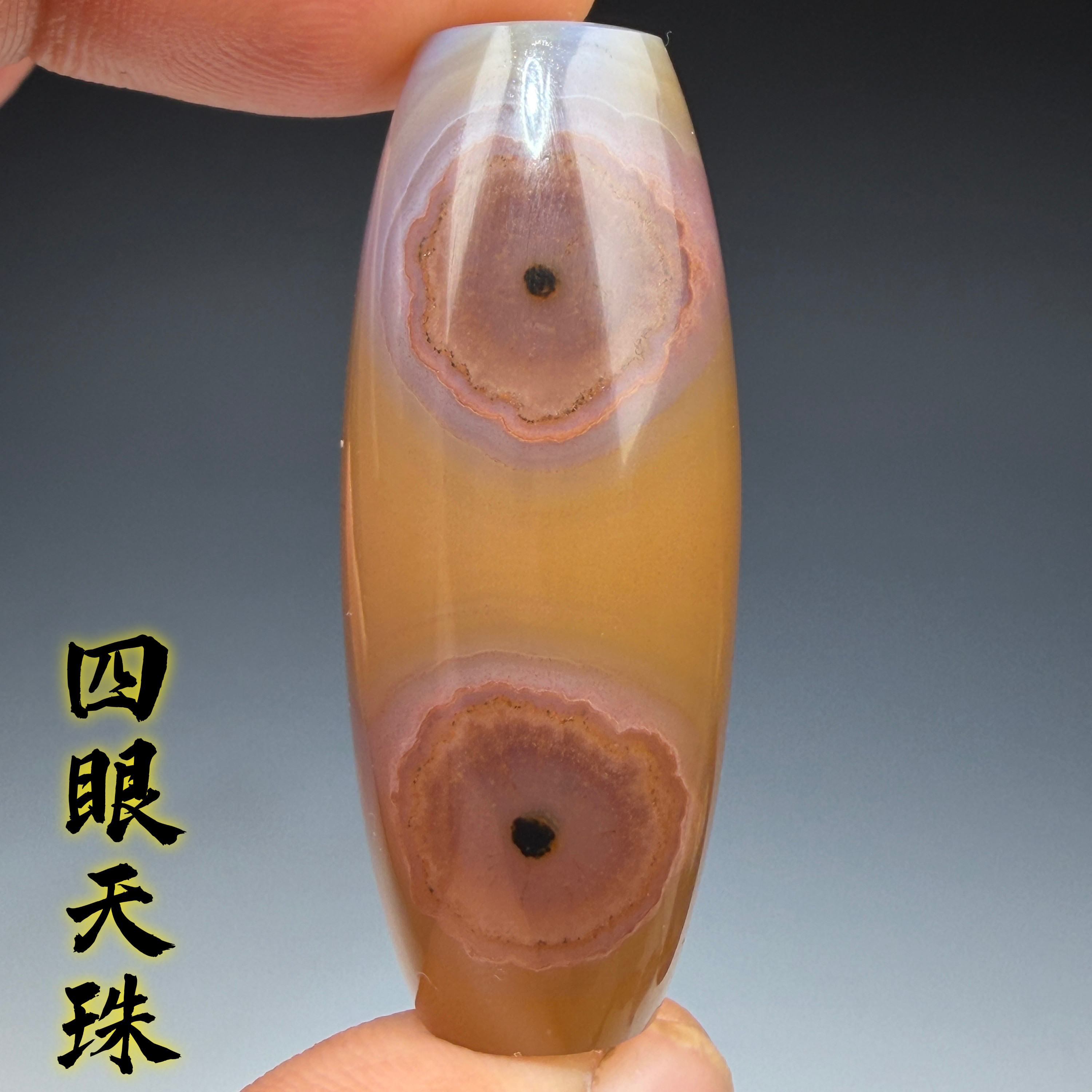 四眼玛瑙天珠天然巴玉原石打磨的勒子吊坠挂件颈饰珠宝奇石精品