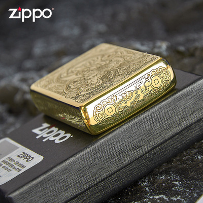 正版zippo黄铜一击即中貔貅招财神兽国潮防风打火机芝宝煤油礼品