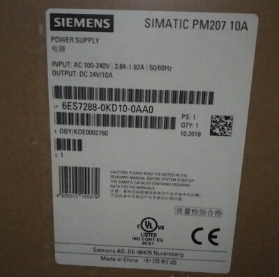 西门子S7-200SMART电源 DC 24V/10A 6ES7288-0KD10-0AA0正品