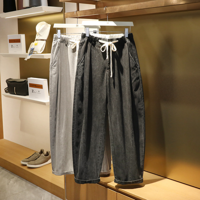 2025春夏季新款复古风100%棉水洗宽松阔腿慵懒风直筒牛仔裤男1023