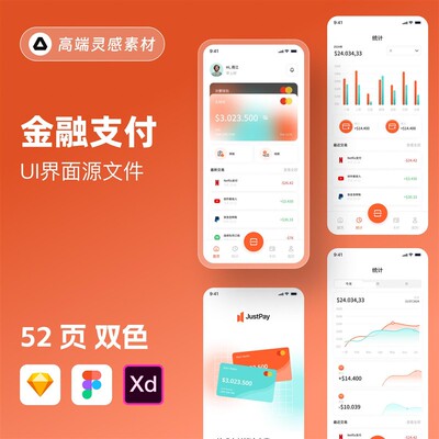 金融钱包APP支付数据统计面试作业小程序UI界面Figma设计素材模板