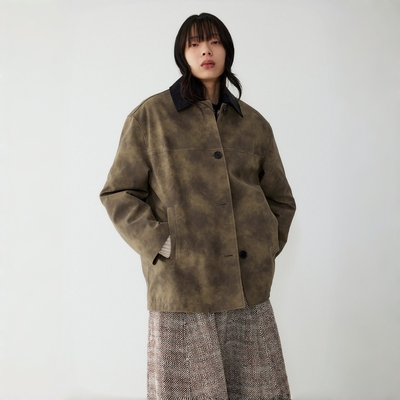 STUDIO TOMBOY 撞色翻领合成麂皮外套 韩系宽松休闲高级感夹克