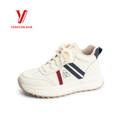 意尔康女鞋2025秋季新款韩版百搭圆头系带休闲小白鞋5681AH14294Y