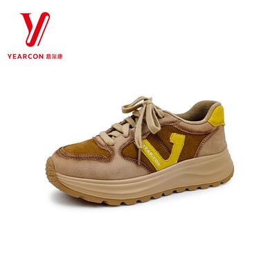 意尔康女鞋2026年春季新款拼色运动风轻便系带休闲鞋5781AD14618M