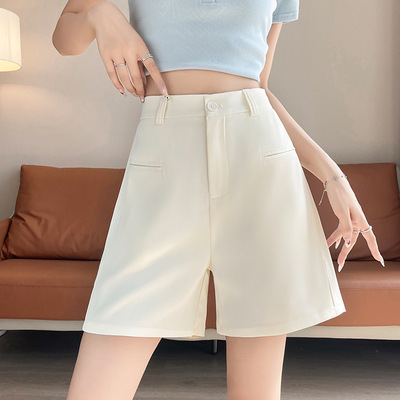 黑色高腰显瘦A字西装五分短裤